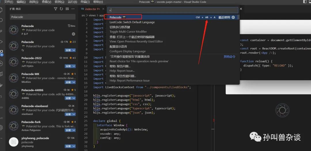 Visual Studio Code 插件Polacode的使用技巧_孙叫兽的博客-CSDN博客