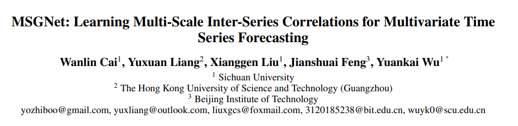 MSGNet: Learning Multi-Scale Inter-Series Correlations for Multivariate Time Series Forecasting ...