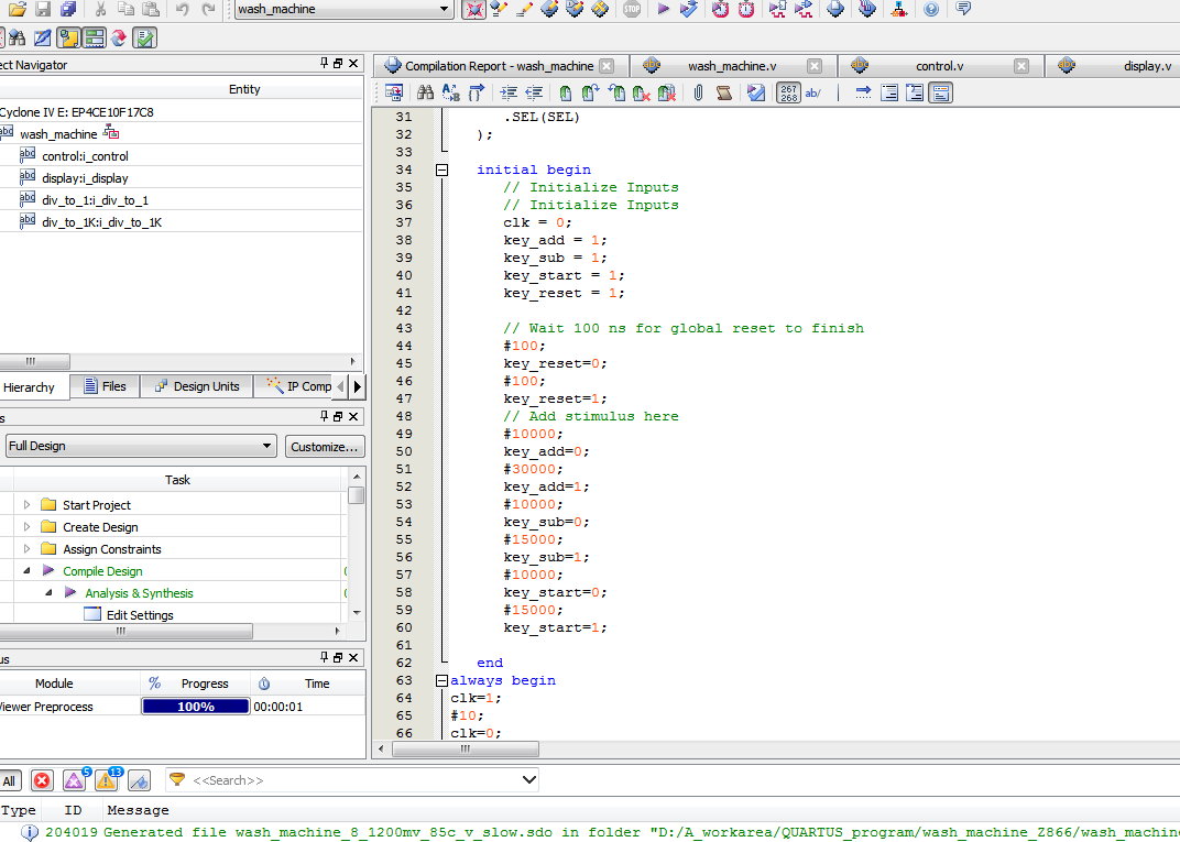 基于fpga的洗衣机控制器设计verilog代码quartus 正点原子开发板利用fpga实现洗衣机 Csdn博客