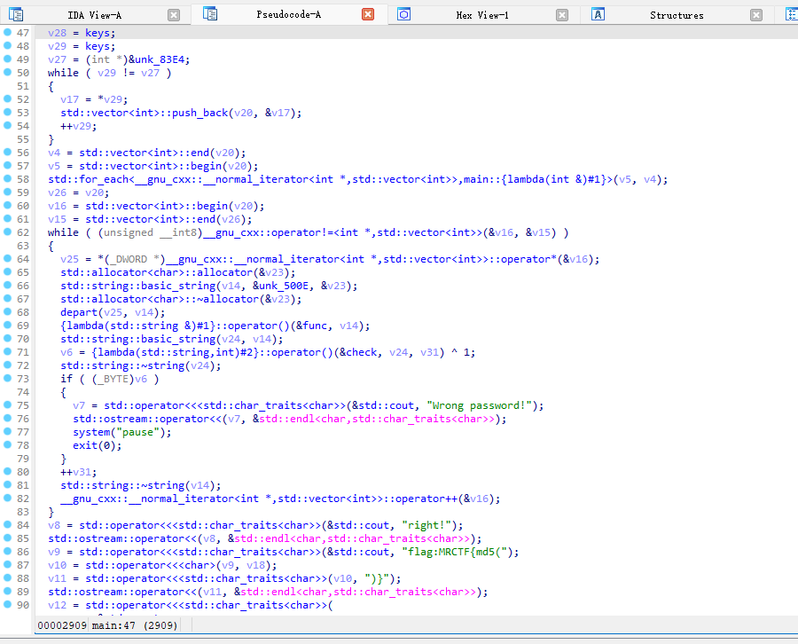 CTF逆向-[MRCTF2020]EasyCpp - C++类型的逆向通用操作方法_中国某省队ctf集训-CSDN博客