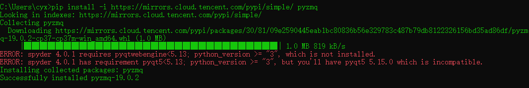 ERROR: spyder 4.0.1 requires pyqtwebengine＜5.13； python_version ＞= “3 ...
