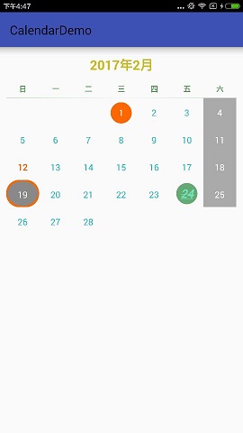 android日历控件 年月日,GitHub - missmess/CalendarView: For Android, a calendar widget. Include YearView ...