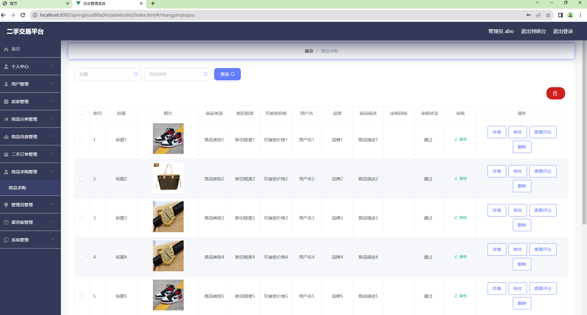 Java基于springboot的二手交易管理系统,二手交易平台,附源码数据库,适合课程设计、毕业设计基于springboot二手商城系统 Csdn博客 3489