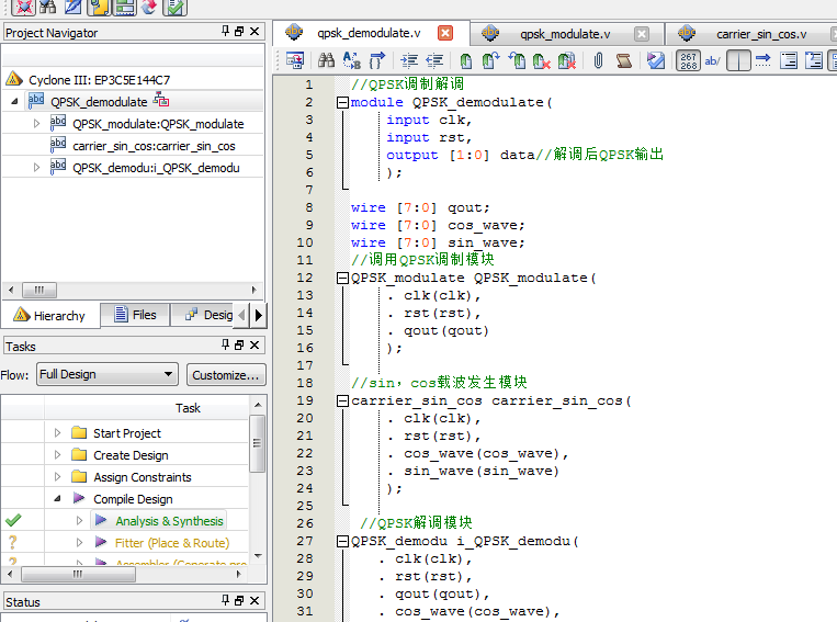 QPSK调制解调设计Verilog代码Quartus仿真_qpsk解调verilog-CSDN博客