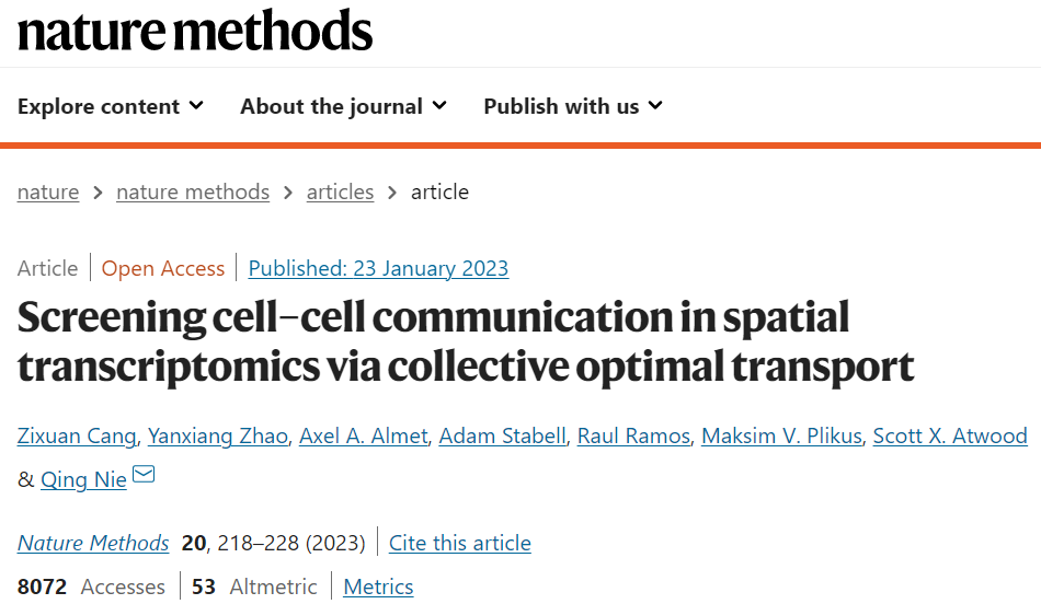Nat. Methods | COMMOT：利用最优运输进行空间转录组细胞间通讯分析_空间转录组细胞通讯-CSDN博客