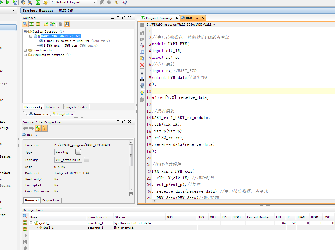 可通过UART串口修改PWM占空比设计Verilog代码VIVADO仿真_基于uart可配置的pwm正弦波发生器设计verilog语言-CSDN博客