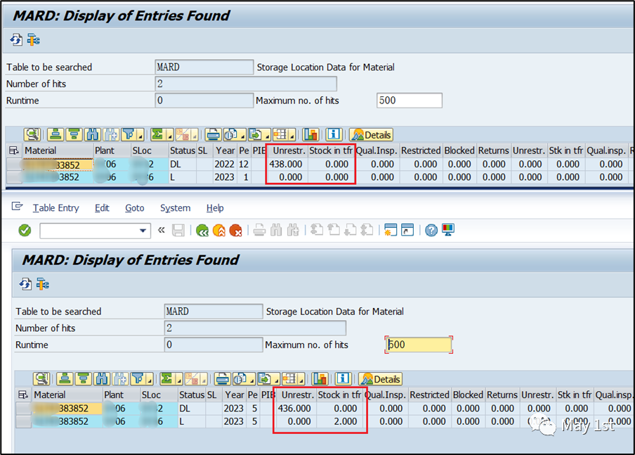 STO转储时的在途库存存放在哪个表里？MARD-UMLME(Stock in transfer)？_sap mb5t 在途库存后台存放在哪个表 ...