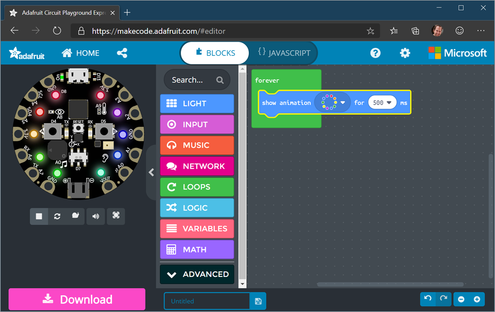 Adafruit的Circuit Playground Express模拟了Visual Studio Code的Device Simulator Express-CSDN博客