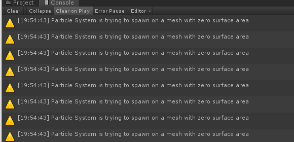 Unity3d关于Particle System is trying to spawn on a mesh with zero surface area的警告-CSDN博客