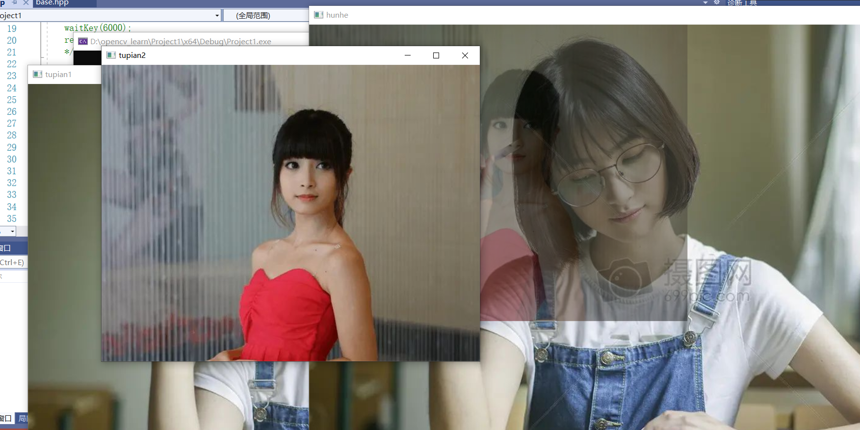 0x00007FF872444FD9 处(位于 Project1.exe 中)有未经处理的异常: Microsoft C++ 异常: cv::Exception，位于内存位置 ...