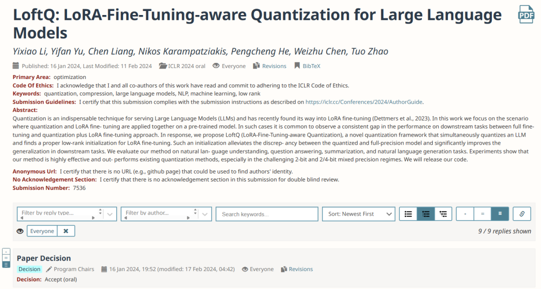 每日论文速递 | 【ICLR'24 Oral】LoftQ: 更好地将LLM量化与LoRA微调结合-CSDN博客