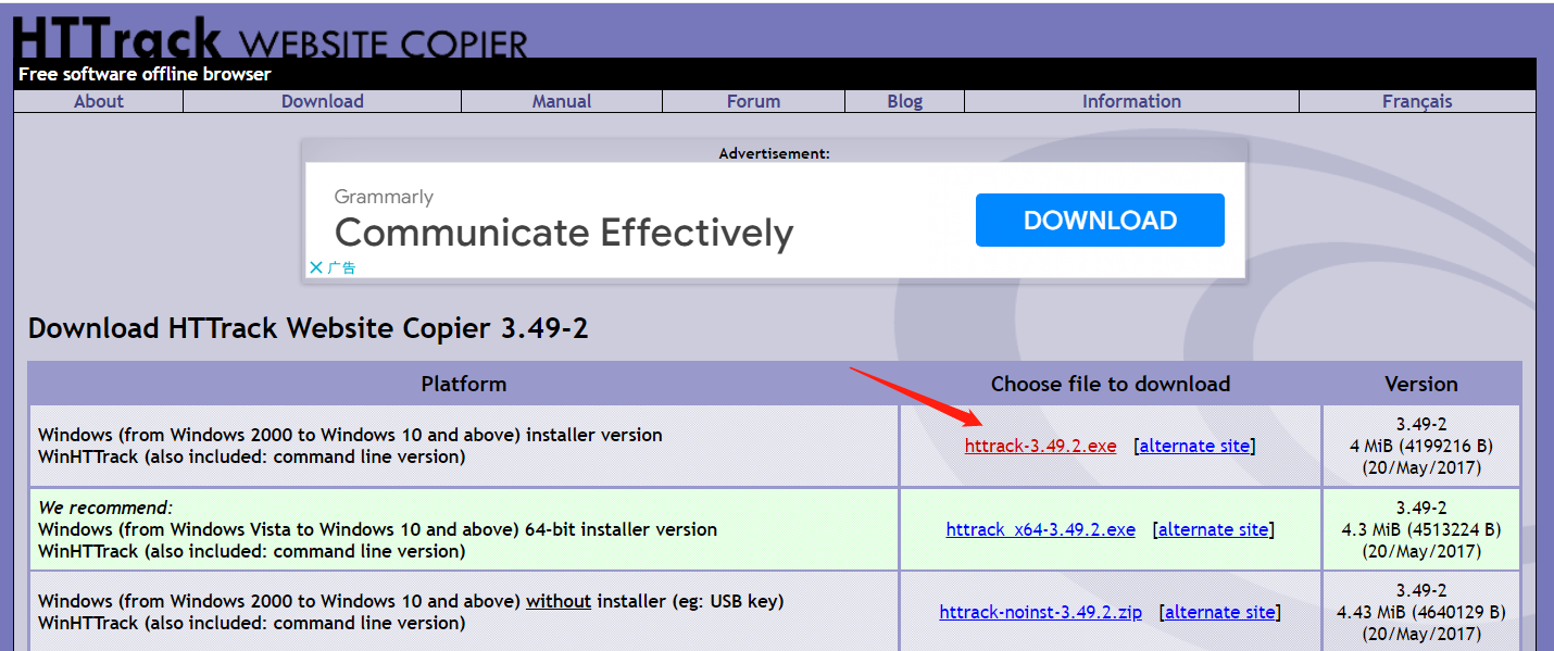 抓取网页/拷贝网页（HTTrack）_httrack下载网页-CSDN博客