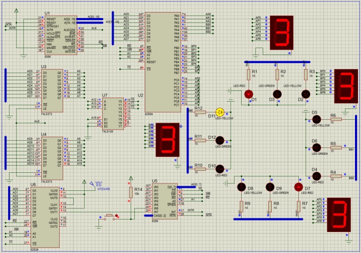 proteus 仿真8086_Proteus实现交通信号灯系统仿真实验报告【微机原理与接口技术】..._weixin_39734399的博客-CSDN博客
