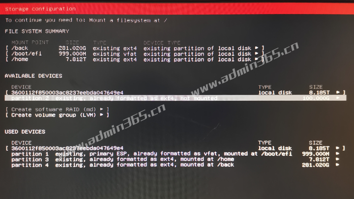 ubuntu server 22.04 系统安装时保留原分区重新挂载分区操作教程_ubuntu22.04 server 安装时 挂载点如何分配 ...