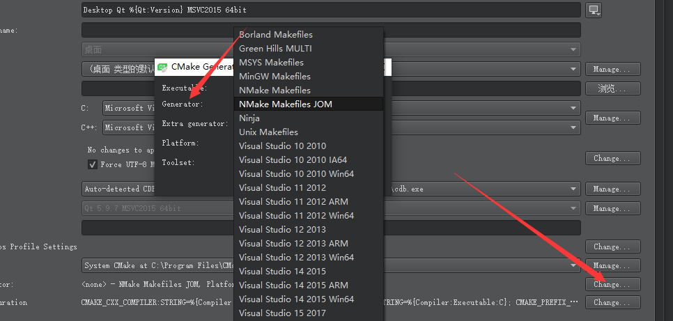 windos下Qt Creator CMake error: Generator: execution of make failed. Make command was: jom ...