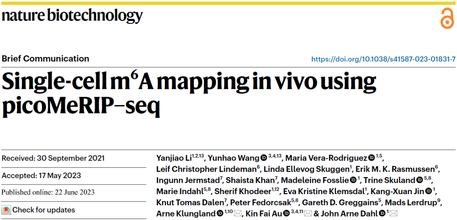NBT | 李艳蛟/王运浩全转录单细胞RNA m6A修饰鉴定新方法picoMeRIP-seq-CSDN博客
