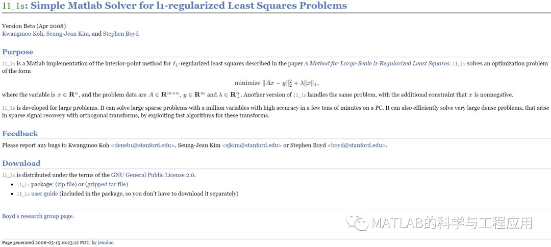 l1_ls：L1正则化最小二乘问题的简单Matlab求解器-CSDN博客