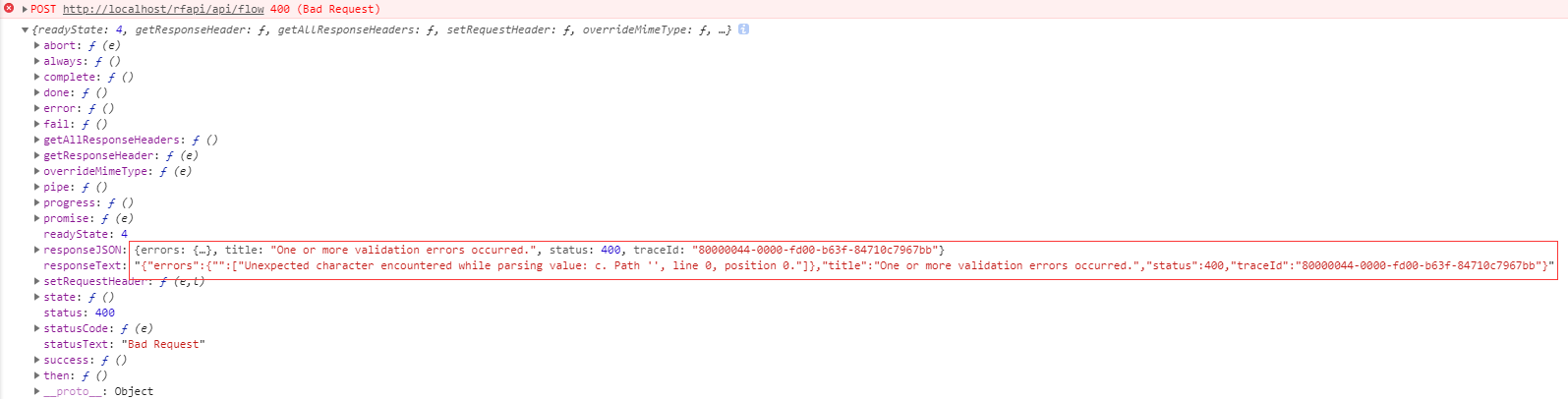 ajax 报错400,ajax 调用 .net core WebAPI，报错 400 （Bad Request） Unexpected character encountered while ...