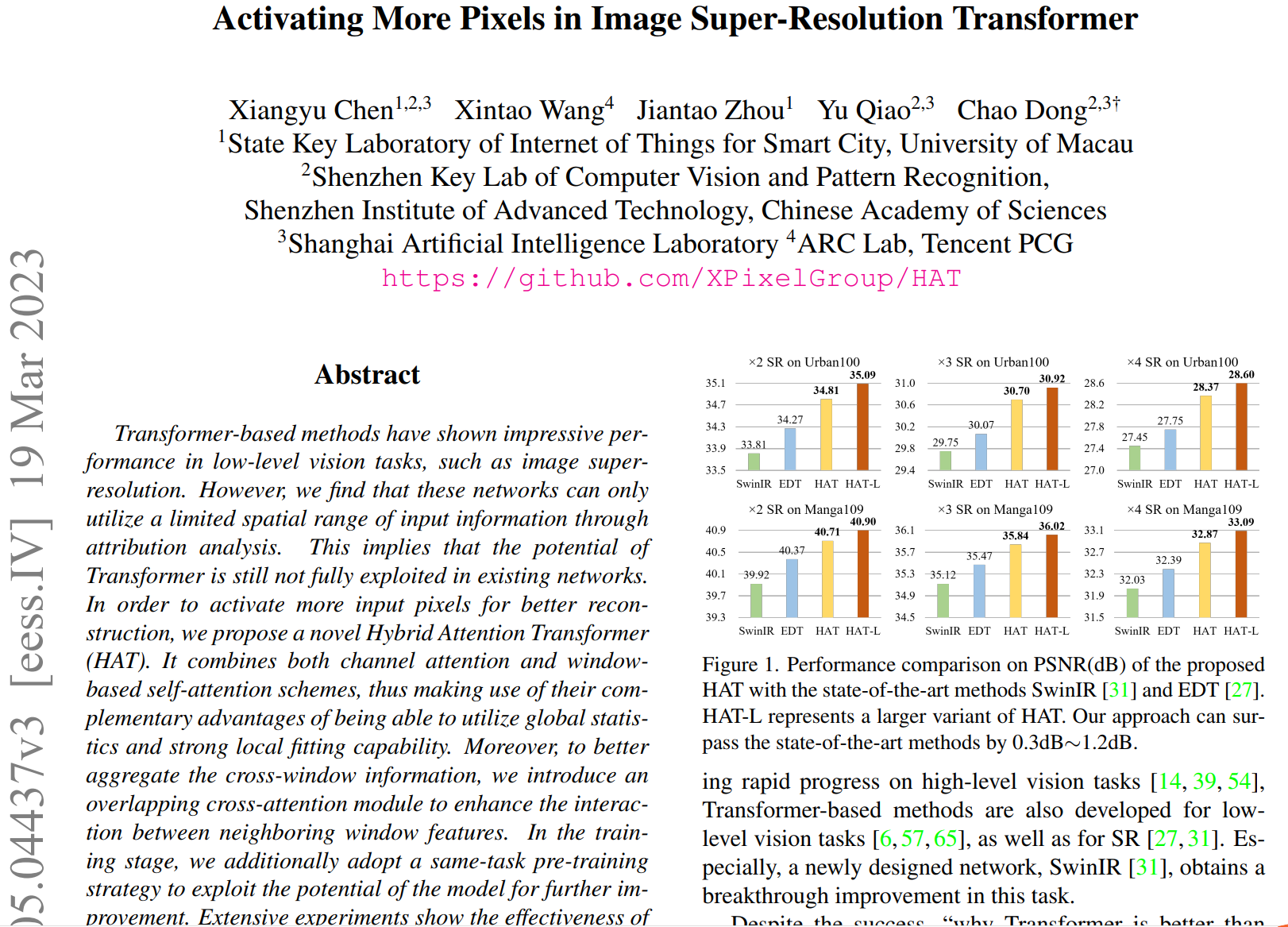 论文解读：Activating More Pixels in Image Super-Resolution Transformer(HAT:混合注意力机制)-CSDN博客