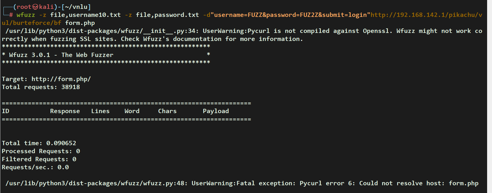 wfuzz报错_userwarning:fatal exception: fuzz words and number-CSDN博客