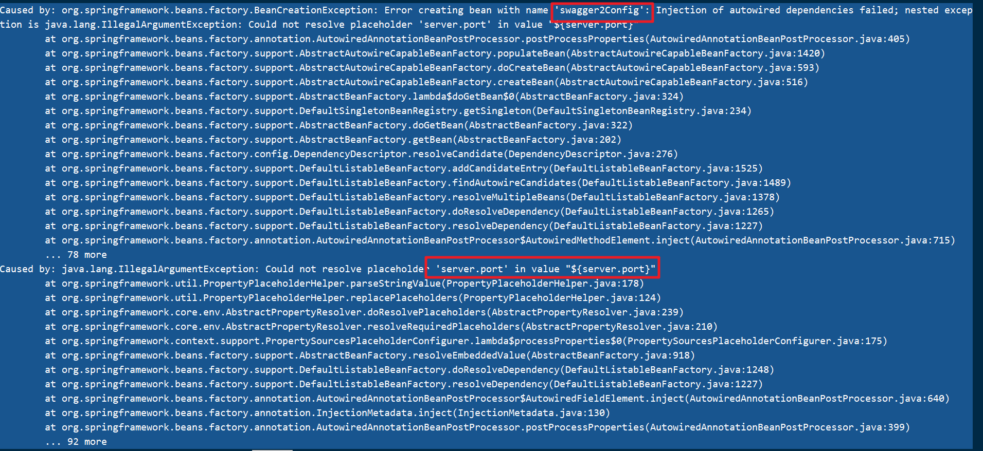Could Not Resolve Placeholder server port In Value server port 