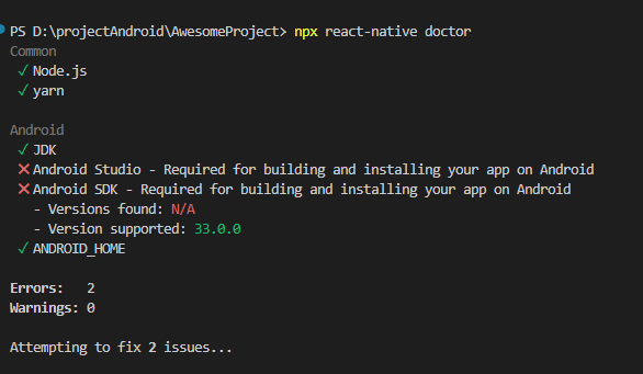 Failed To Install The App Make Sure You Have The Android Development