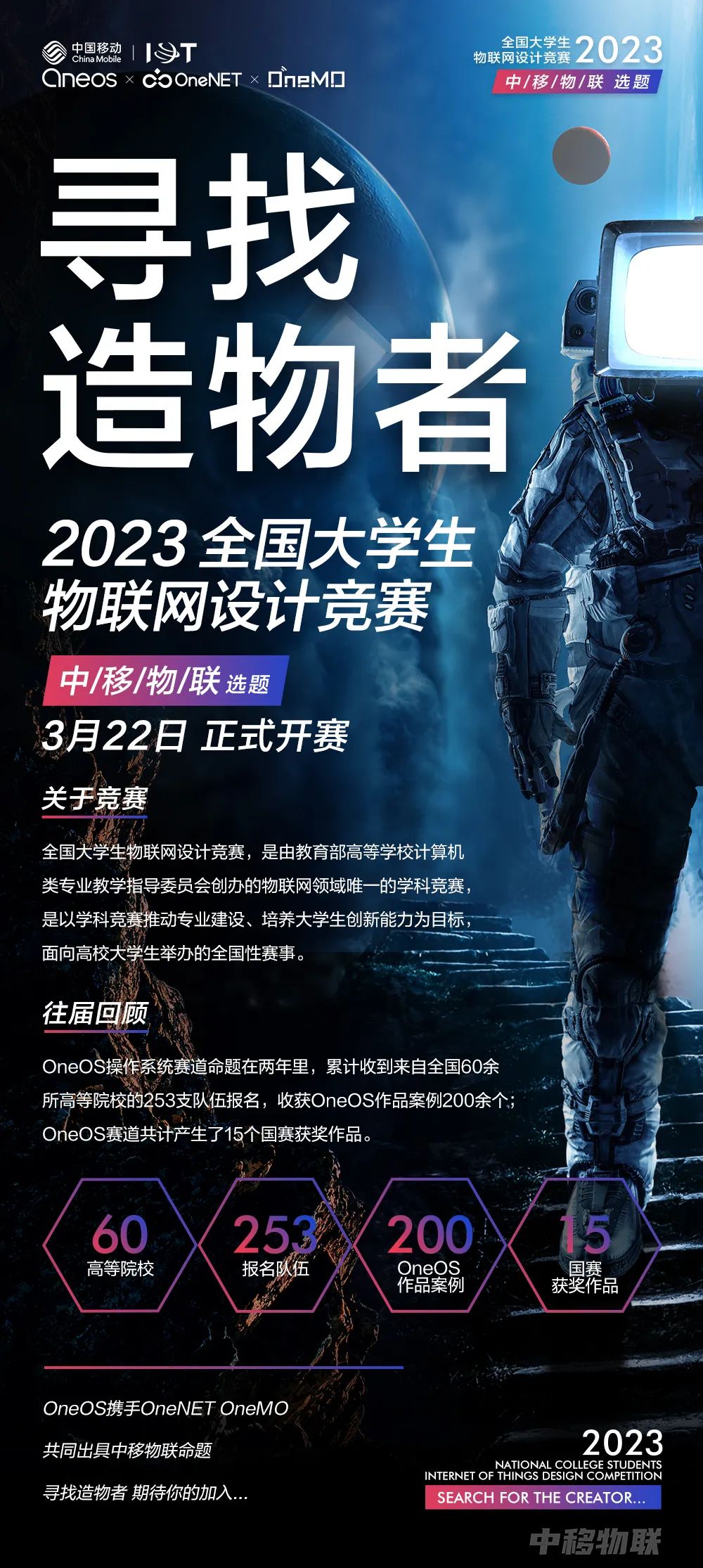 中移物联OneOS携手OneNET、OneMO助力2023年全国大学生物联网设计竞赛_oneos onemo 区别-CSDN博客