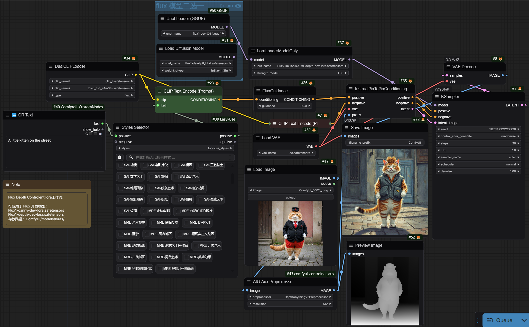 Flux Tools GGUF 本地7G显存玩转 Fill局部重绘+扩图，Redux变体+溶图，Canny Depth控制，效果很赞，强烈推荐！_flux1-redux-dev ...