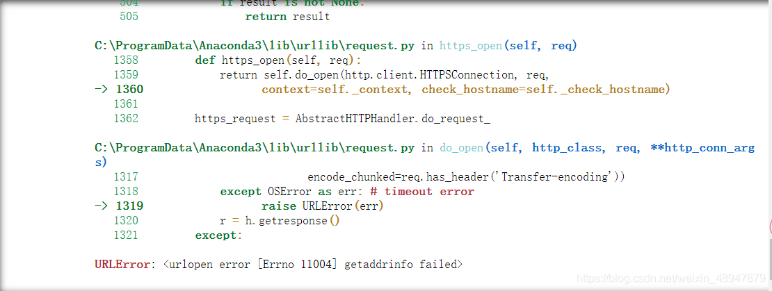 Urlerror <urlopen Error Errno 11004 Getaddrinfo Failed>关于使用seabron加载数据集报错的解决方案urlerror