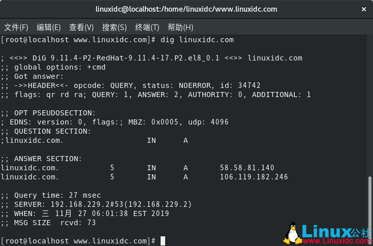 linux公社_如何在Linux中安装和使用dig和nslookup命令-CSDN博客