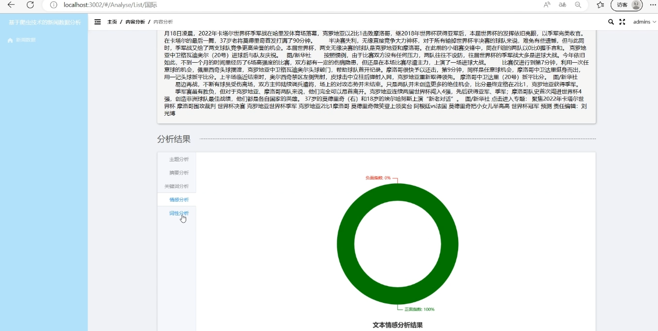 Python新闻数据分析 爬虫 可视化 情感分析 Django框架 Vue框架 朴素贝叶斯算法py 爬虫还有情感词典和朴素贝叶斯的情感分析 Csdn博客