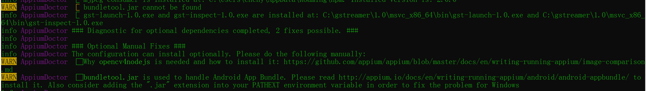 windows解决appium-doctor报 bundletool.jar cannot be found_appium-doctor 识别不到bundletool.jar-CSDN博客