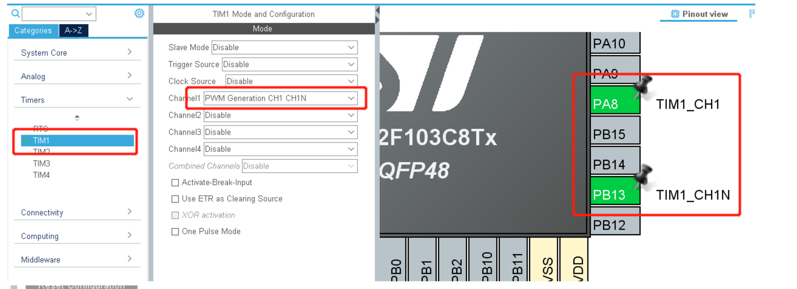 Stm32 笔记 05:如何使用 Cubemx 配置 Timer 输出可变 Pwm(正向,反向同时或独自)stm32f1 Cubemx定时器输出两路可调pwm Csdn博客