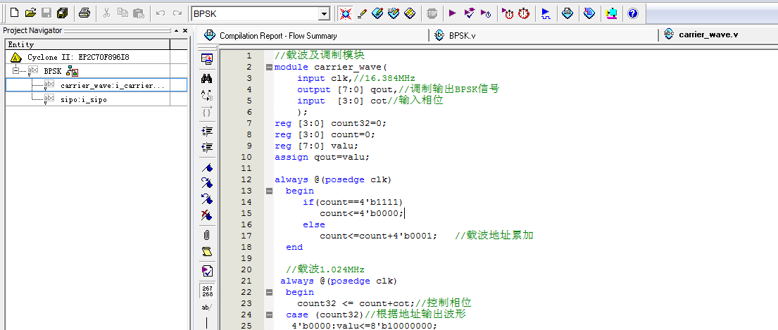 Bpsk和2fsk调制设计verilog代码quartus仿真verilog Bpsk调制信号 Csdn博客