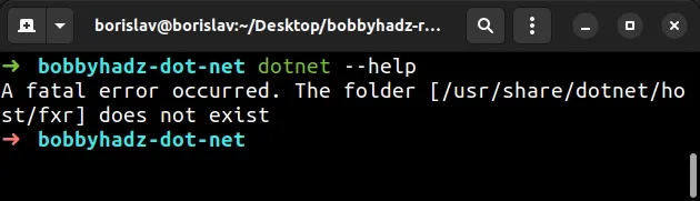 A fatal error occurred. The folder [/usr/share/dotnet/host/fxr] does not exist-CSDN博客