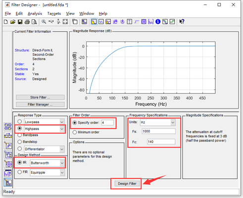 【STM32F407的DSP教程】第45章 STM32F407的IIR高通滤波器实现（支持逐个数据的实时滤波）_matlab中 sosmatrix、scalevalues-CSDN博客