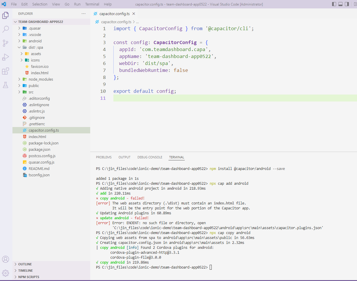 vue3+quasar+capacitor开发多平台项目,使用cordova和capacitor插件(支持所有前端框架）_capacitor cordova-CSDN博客
