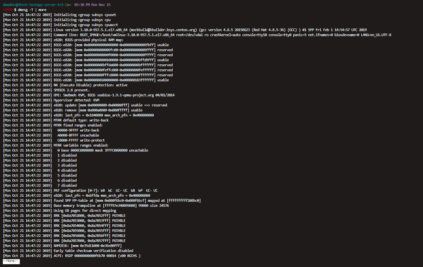 linux查看内核启动信息log,【linux】dmesg命令显示开机信息和设备加载情况-CSDN博客