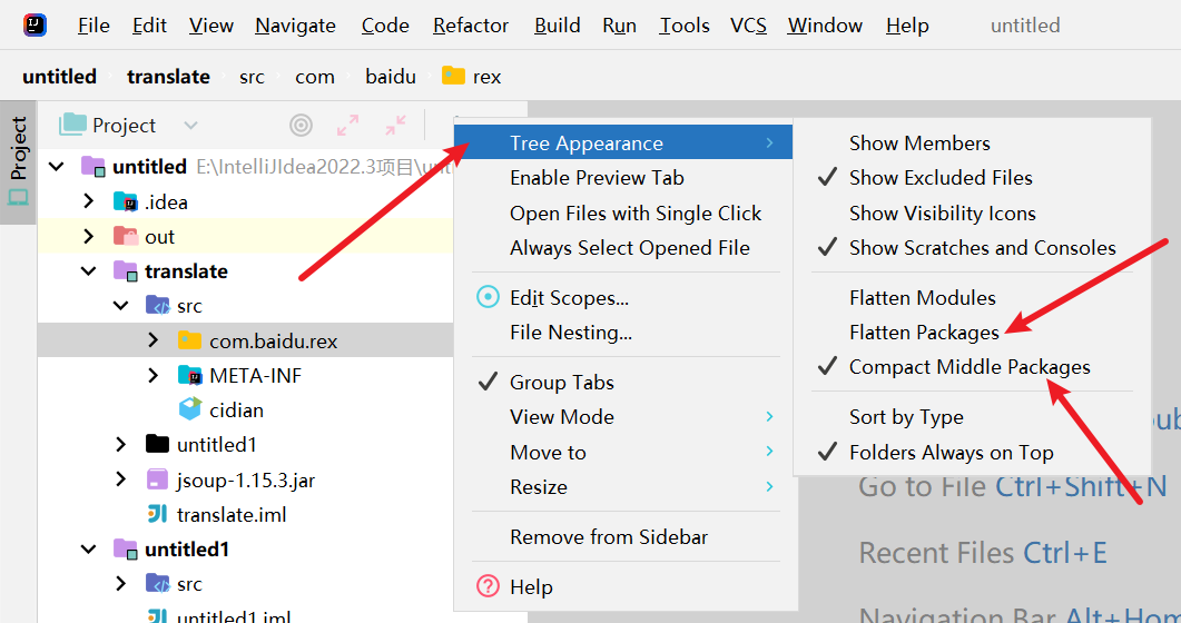 解决IntelliJ IDEA2022.03创建包时，包结构不自动分级显示的问题_idea创建包不分层-CSDN博客